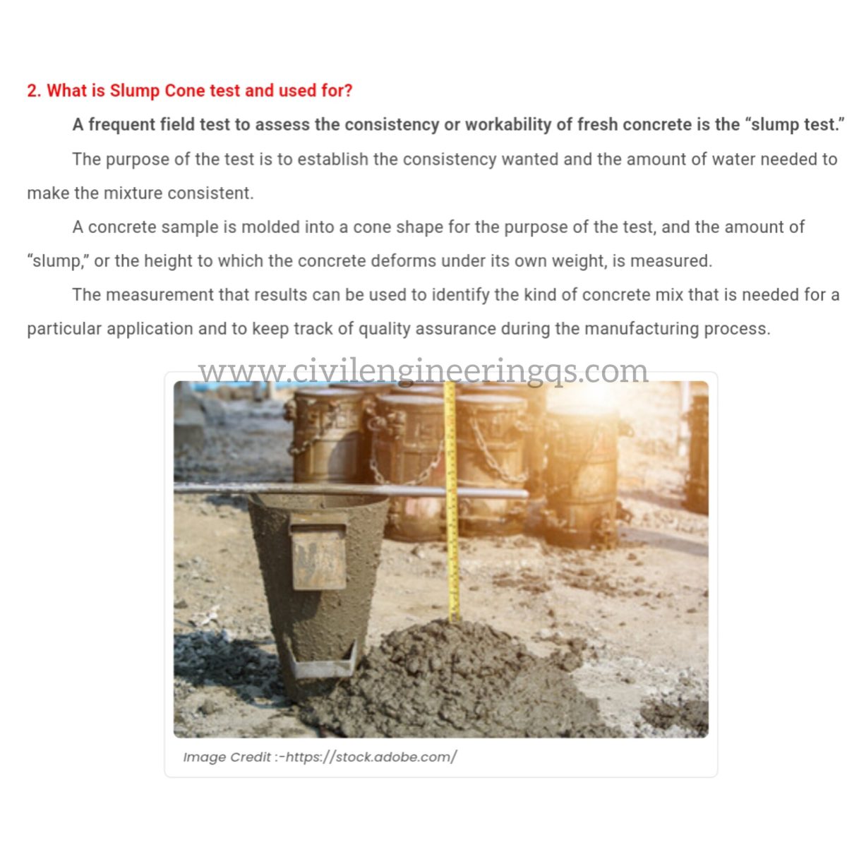 What are the test to be done in Concrete ? - Civil Engineering QS