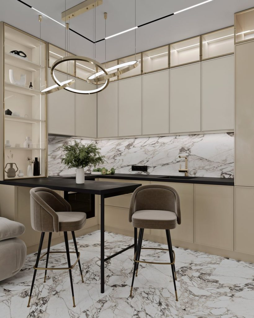 Modern Living hall & Kitchen Design Gallery - Civil Engineering QS