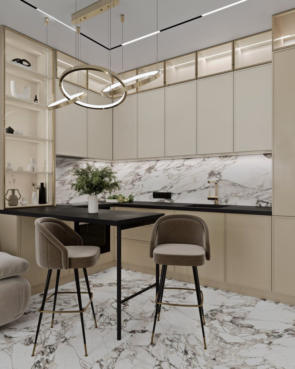 Modern Living hall & Kitchen Design Gallery - Civil Engineering QS