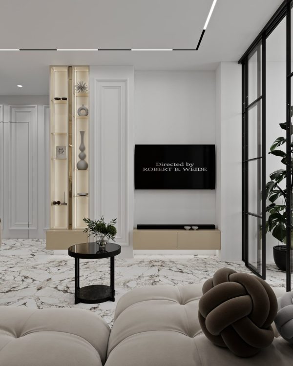 Modern Living hall & Kitchen Design Gallery - Civil Engineering QS