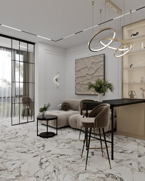 Modern Living hall & Kitchen Design Gallery - Civil Engineering QS