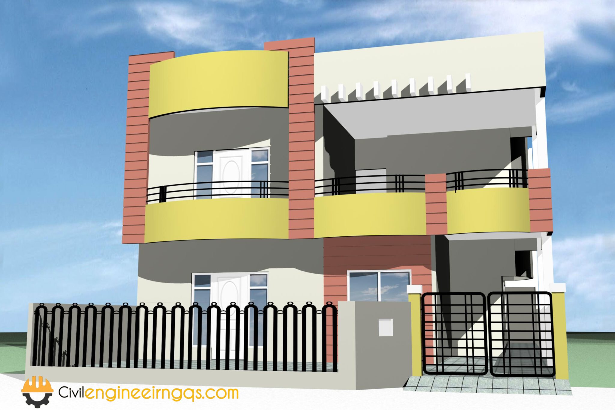 Modern Frond Elevation design for your Home - Civil Engineering QS