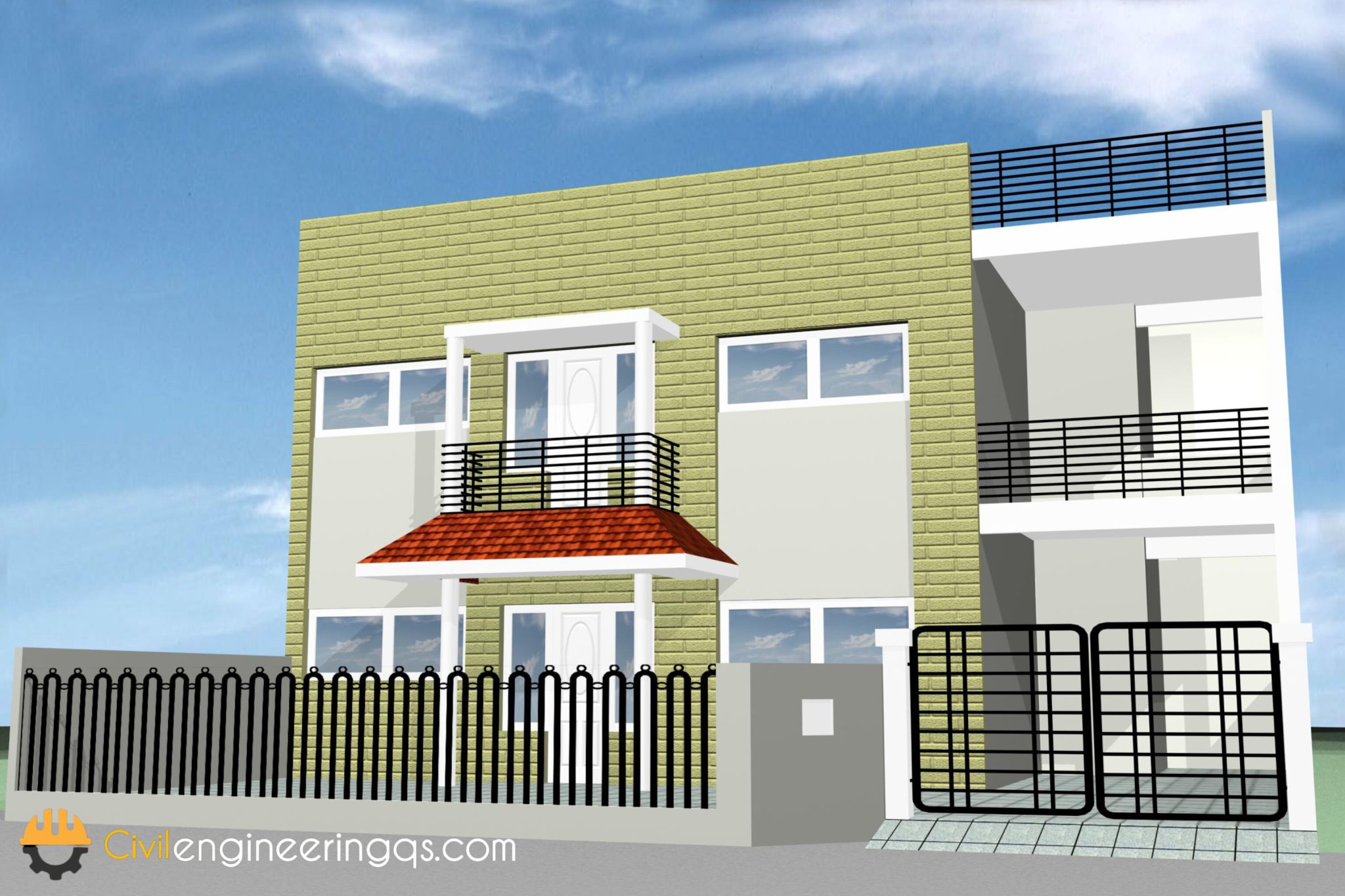 Modern Frond Elevation design for your Home - Civil Engineering QS