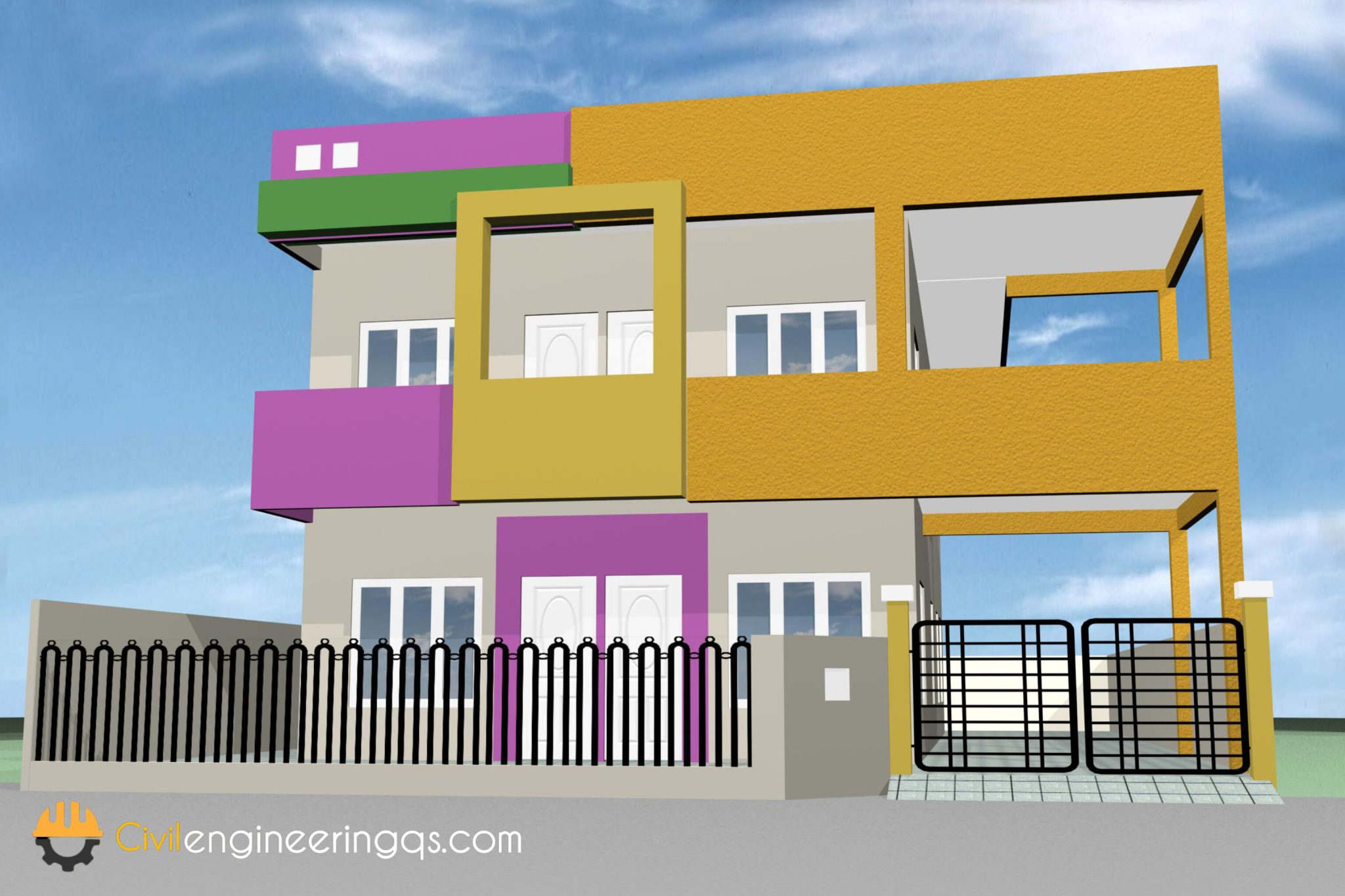 Modern Frond Elevation design for your Home - Civil Engineering QS