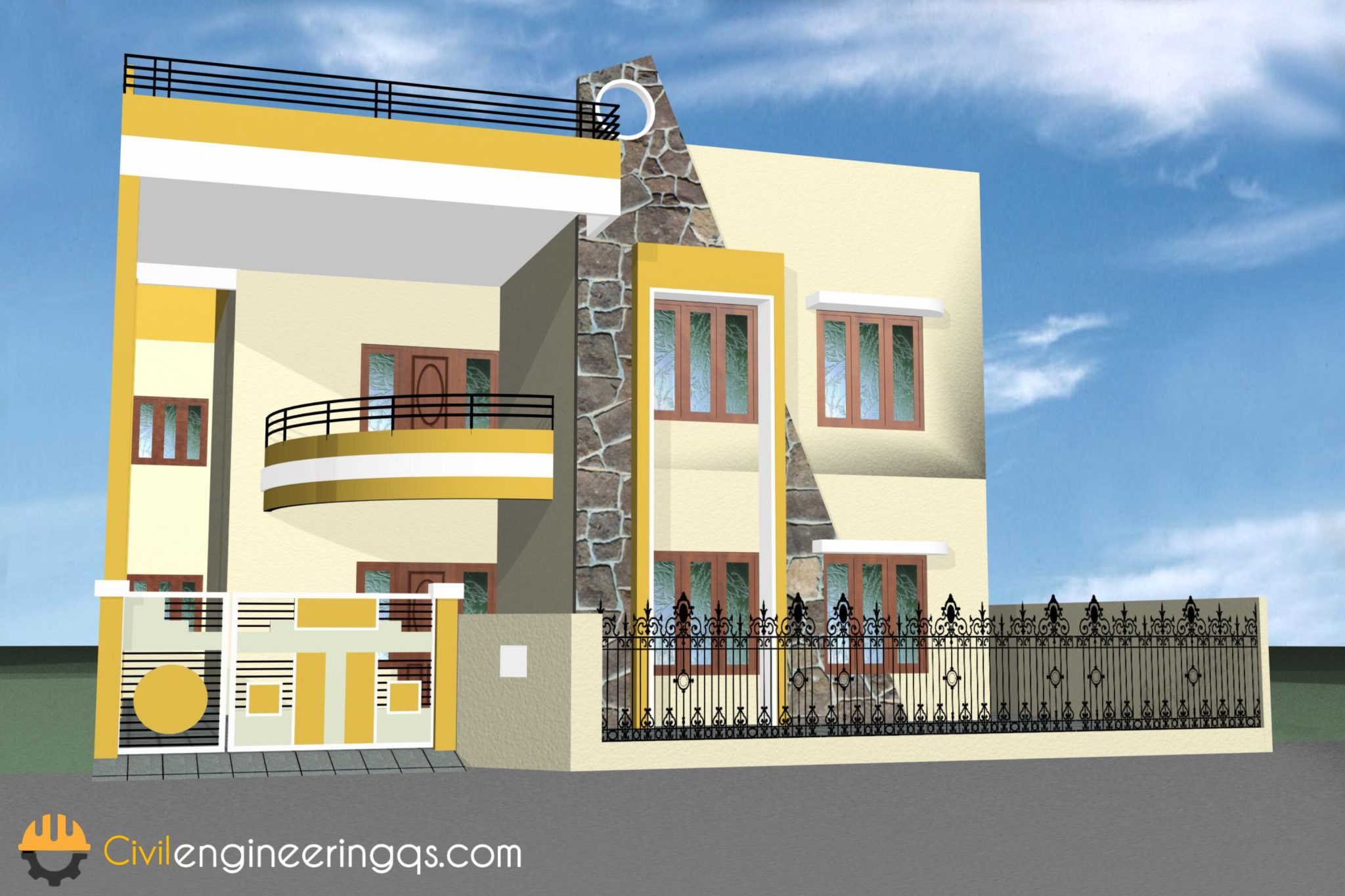 Modern Frond Elevation design for your Home - Civil Engineering QS