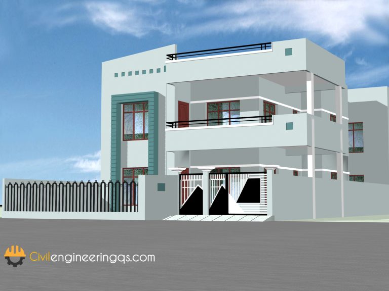 Modern Frond Elevation design for your Villa - Civil Engineering QS