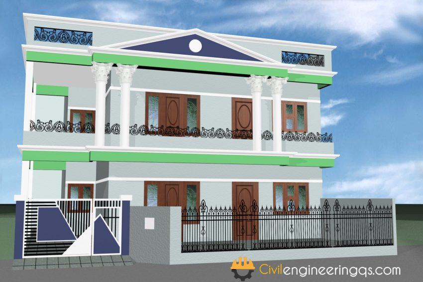 Modern Frond Elevation design for your Villa - Civil Engineering QS