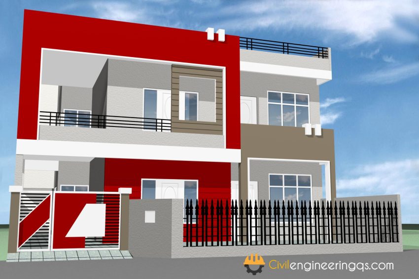 Modern Frond Elevation design for your Villa - Civil Engineering QS