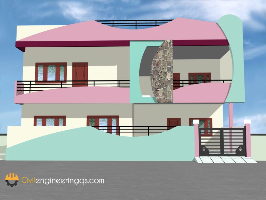 Modern Frond Elevation design for your Villa - Civil Engineering QS