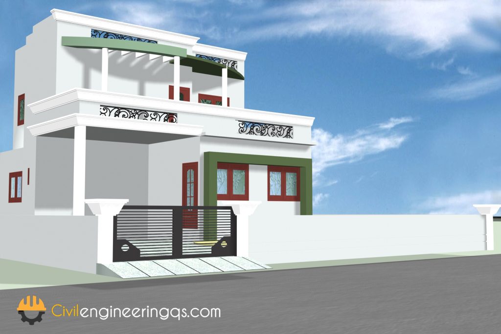 Modern Frond Elevation design for your Villa - Civil Engineering QS