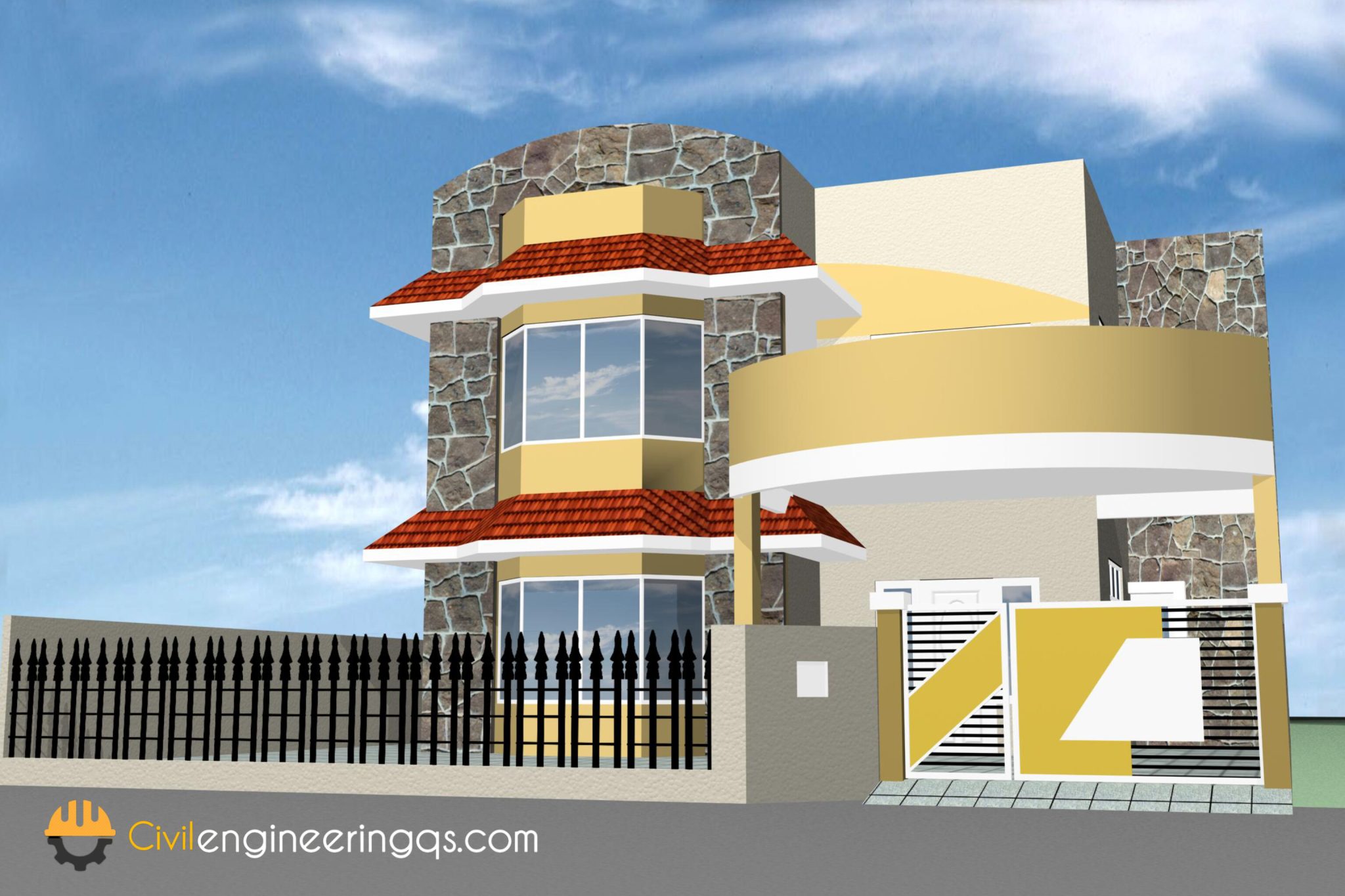 Modern Frond Elevation design for your Villa