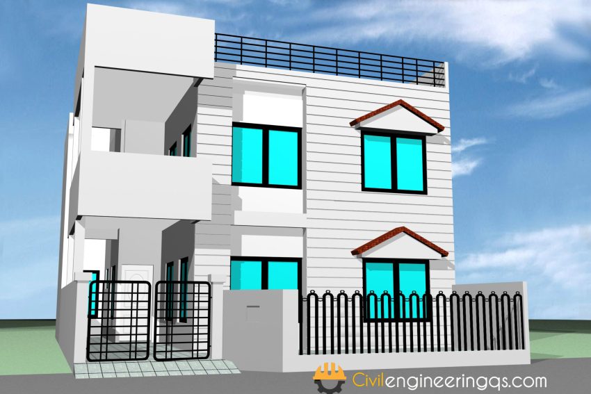 Modern Frond Elevation design for your Villa - Civil Engineering QS