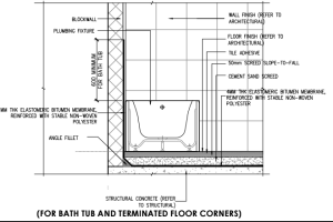 Typical sectional details for waterproofing works