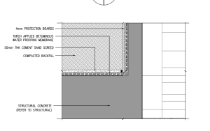 Typical sectional details for waterproofing works