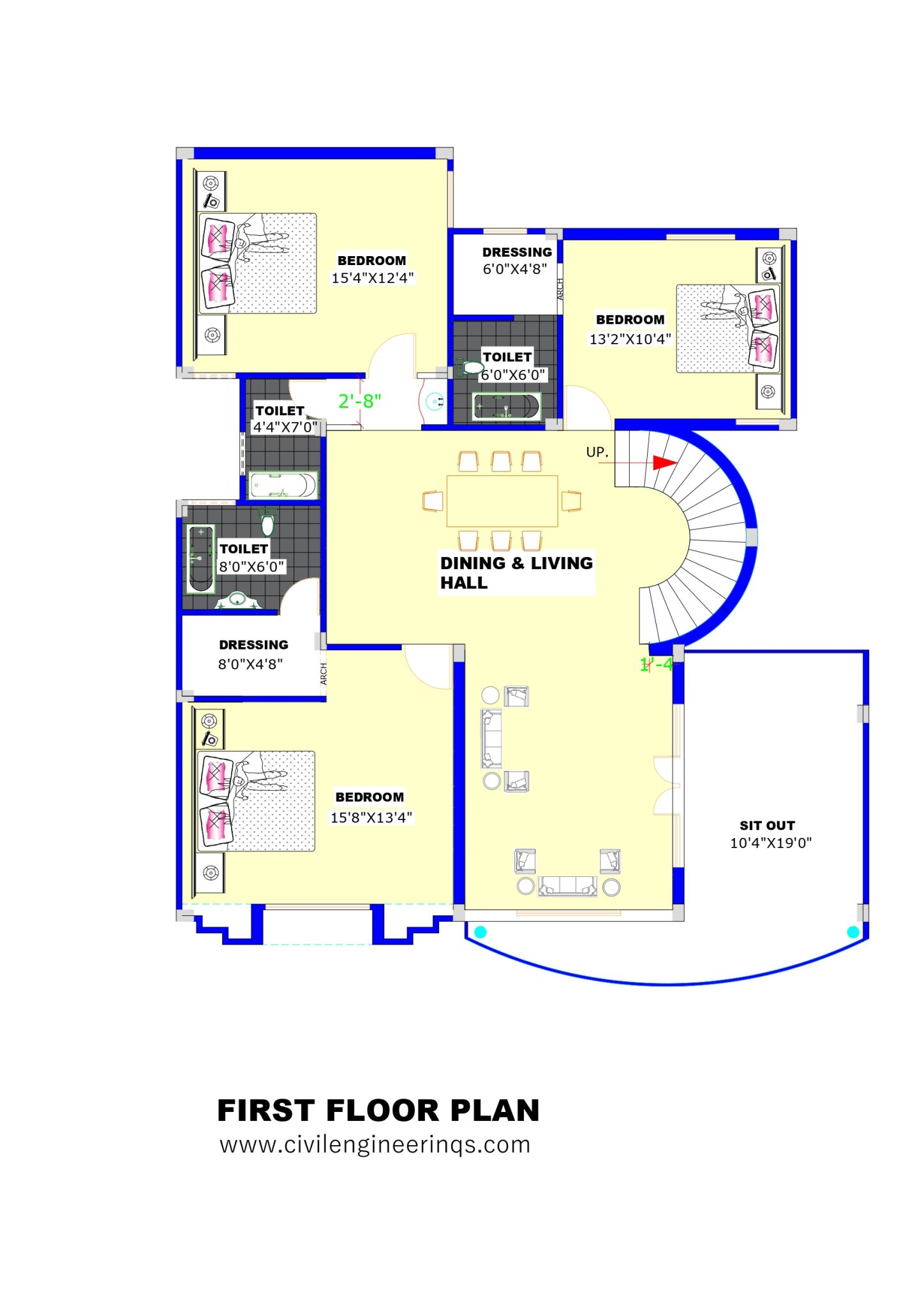 40 x 50 Floor Plan with Elevation AutoCAD -1