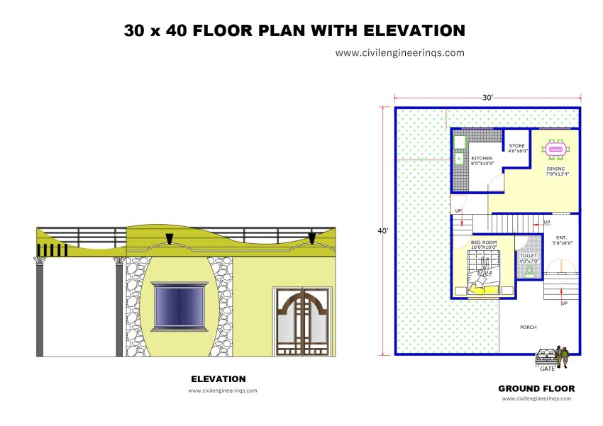 30 x 40 AutoCAD Floor Plan with Elevation – 2