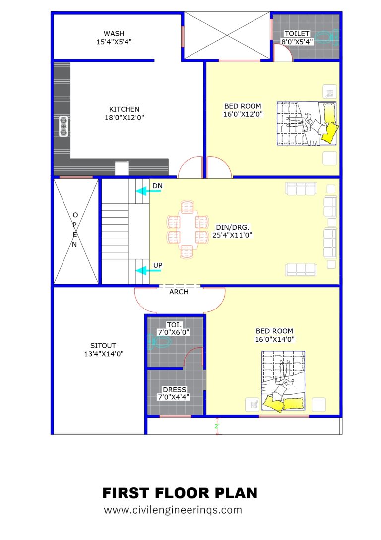 35 X 50 AutoCAD Floor Plan with Elevation - 1