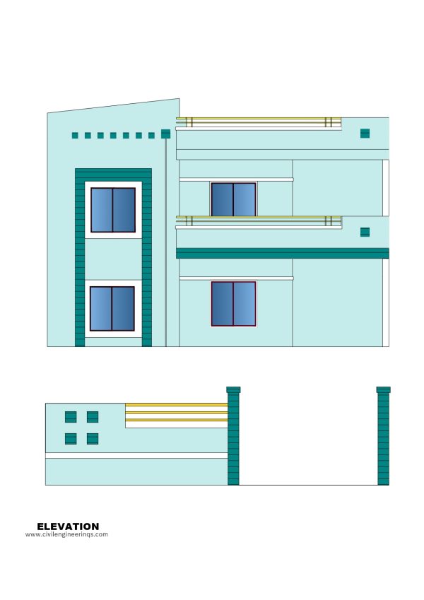 40 x 80 AutoCAD Floor Plan with Elevation – 2 - Civil Engineering QS