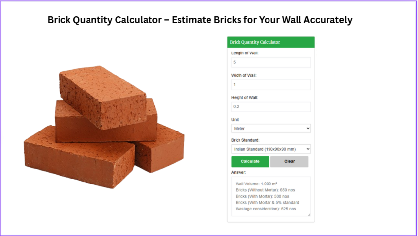 Brick Quantity Calculator – Estimate Bricks for Your Wall Accurately