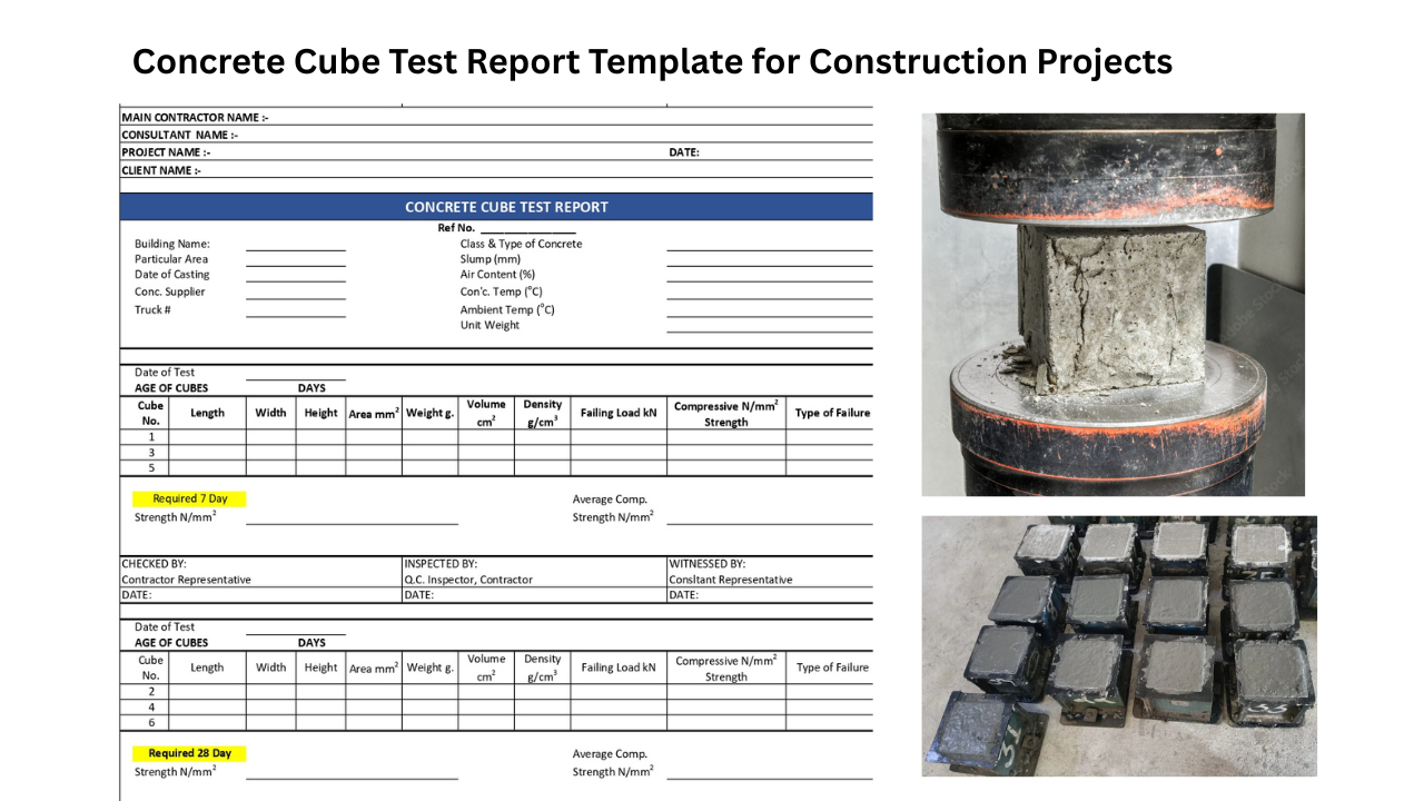 Concrete Cube Test Report Template for Construction Projects