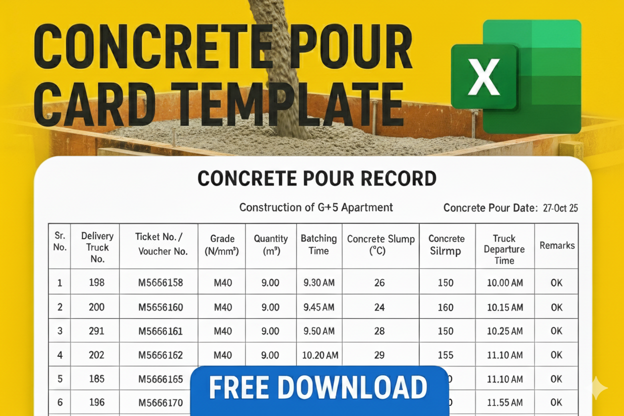 Concrete Pour Card Template for Construction Projects