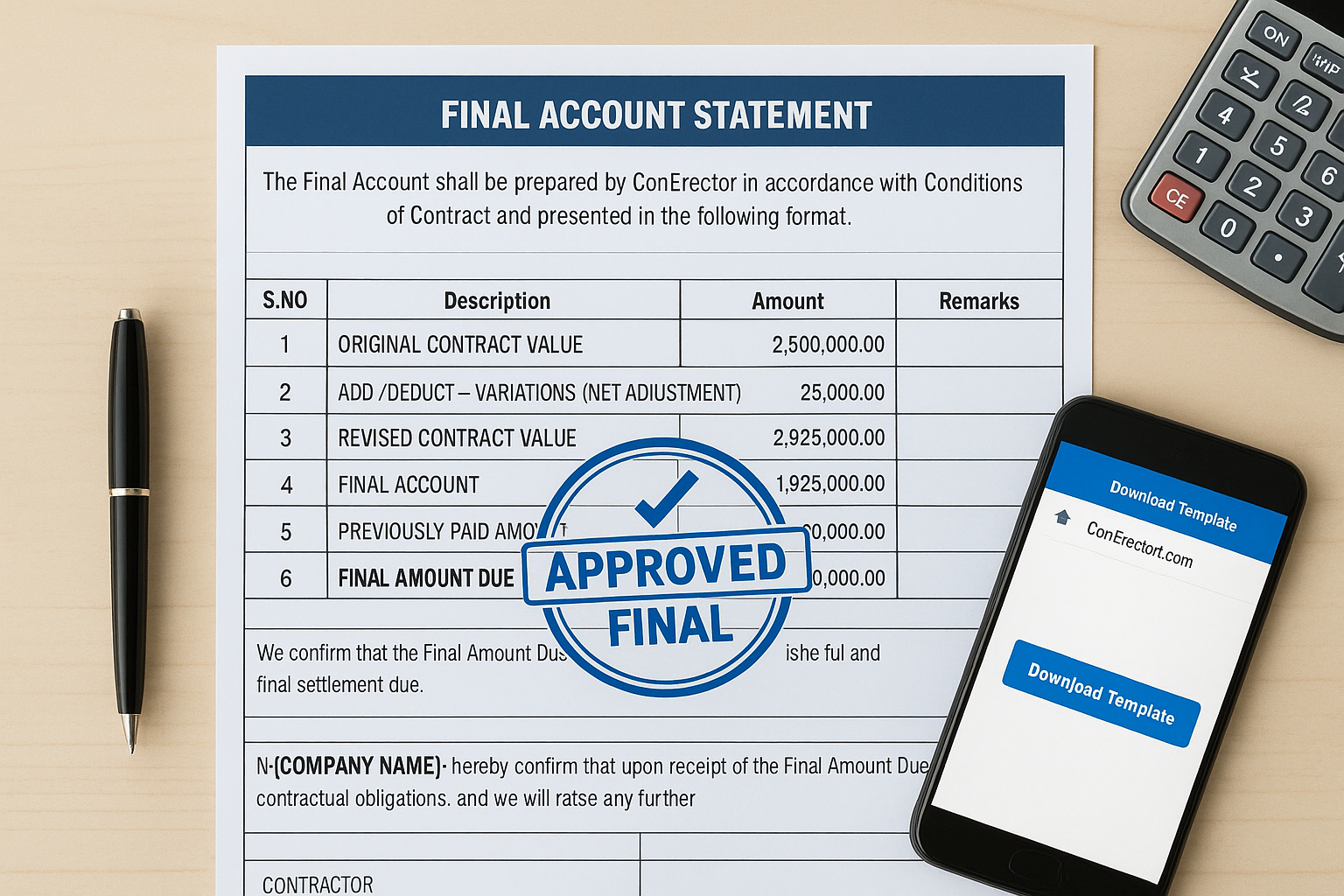 Final Account Statement Template